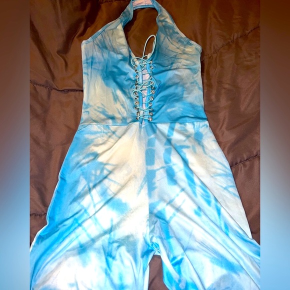 Pants & Jumpsuits | Open Front String Tie Dye Sleeveless Halter One ...